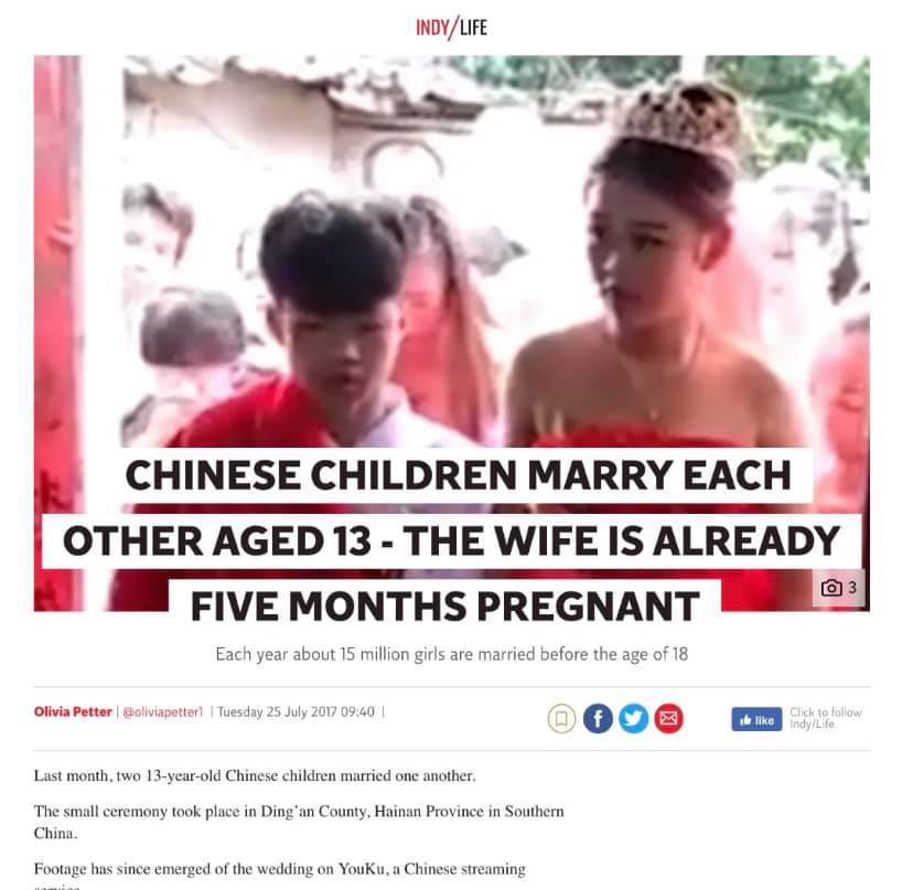 End Child Marriage | 2 Chinese children got married at the age of 13 in ...